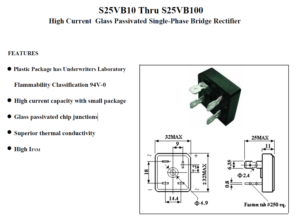 پل دیود S25VB100 - فروشگاه اینترنتی مایترونیک